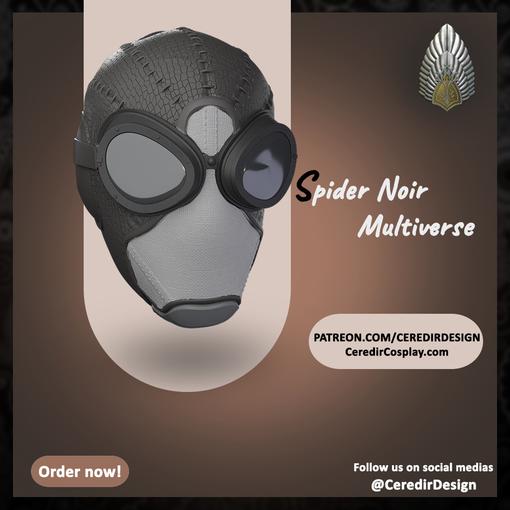 Spiderman Noir Face MAsk 3d digital download – CeredirDesign
